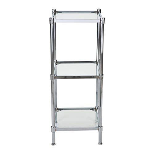 Organize It All 3 Tier Tempered Glass Freestanding Bathroom Storage Tower 13.25 x 13.25 x 31 inches