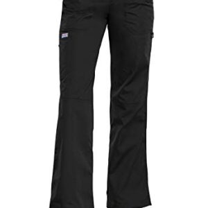 Cherokee Women's Low Rise Drawstring Cargo Scrub Pant, Black, Medium