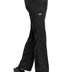 Cherokee Women's Low Rise Drawstring Cargo Scrub Pant, Black, Medium