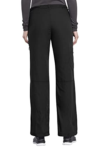 Cherokee Women's Low Rise Drawstring Cargo Scrub Pant, Black, Medium