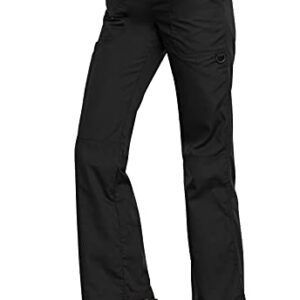 Cherokee Women's Low Rise Drawstring Cargo Scrub Pant, Black, Medium