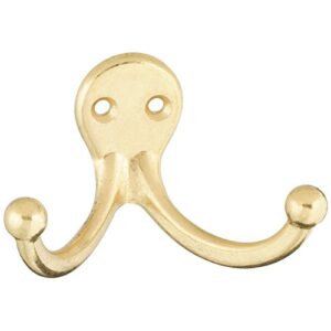 national hardware s806-596 v8007 basic double robe hooks in brass , 3″