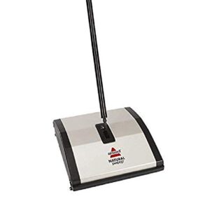 bissell natural sweep carpet and floor sweeper with dual rotating system and 2 corner edge brushes, 92n0a, silver