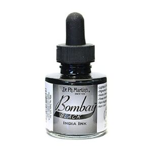 dr. ph. martin’s bombay india (7by) ink bottle, 1.0 oz, black