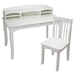 kidkraft avalon wooden children’s desk with hutch, chair and storage, white, gift for ages 5-10, 41.75 inch