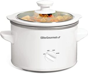 elite gourmet mst-250xw electric slow cooker ceramic pot adjustable temp, entrees, sauces, stews & dips, dishwasher safe glass lid & crock