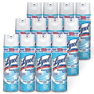 lysol disinfectant spray, sanitizing and antibacterial spray, for disinfecting and deodorizing, crisp linen, 19 fl oz (pack of 12)