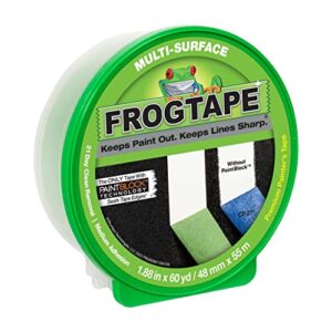 frogtape 1358464 multi-surface painter’s tape with paintblock, medium adhesion, 1.88″ wide x 60 yards long, green