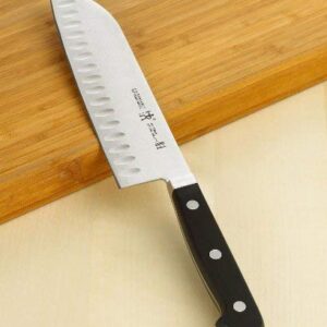 HENCKELS Classic Razor-Sharp 7-inch Hollow Edge Santoku Knife, German Engineered Informed by 100+ Years of Mastery