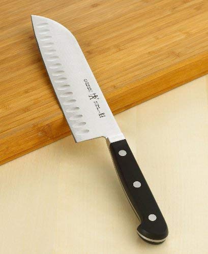 HENCKELS Classic Razor-Sharp 7-inch Hollow Edge Santoku Knife, German Engineered Informed by 100+ Years of Mastery