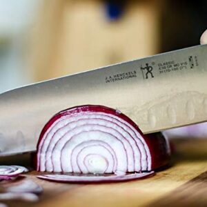 HENCKELS Classic Razor-Sharp 7-inch Hollow Edge Santoku Knife, German Engineered Informed by 100+ Years of Mastery