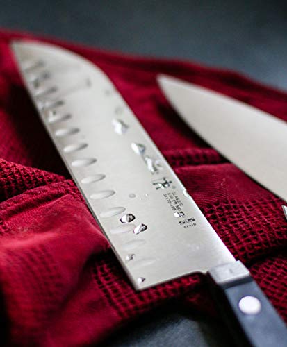 HENCKELS Classic Razor-Sharp 7-inch Hollow Edge Santoku Knife, German Engineered Informed by 100+ Years of Mastery