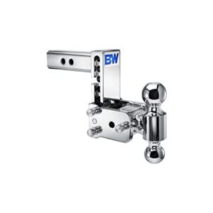 b&w trailer hitches chrome tow & stow adjustable trailer hitch ball mount – fits 2″ receiver, dual ball (2″ x 2-5/16″), 5″ drop, 10,000 gtw – ts10037c