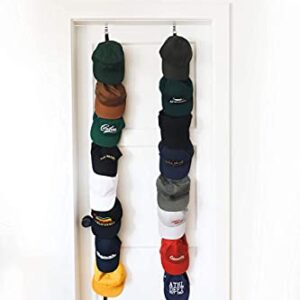 Cap Rack 2 Pack - Holds up to 16 Caps for Baseball / Ball Caps - Best Over Door Closet Organizer for Men, Boy or Women Hat Collections - Display Racks With Clips, Perfect Holder and Storage