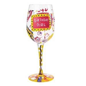 lolita birthday girl artisan painted wine glass gift