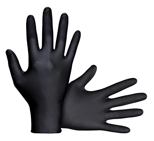 SAS Safety 66520 Raven Powder-Free Disposable Black Nitrile 7 Mil Mil Gloves, XXL , 100 Gloves by Weight