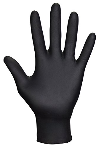 SAS Safety 66516 Raven Powder-Free Nitrile Gloves, Medium , Black