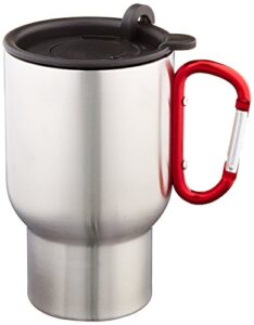 outdoor rx stainless steel carabiner travel mug (red, 14-ounce)