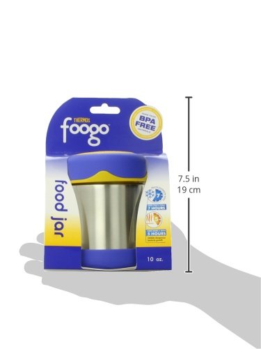 Thermos FOOGO Vacuum Insulated Stainless Steel 10-Ounce Food Jar, Blue/Yellow (B3000BL002)