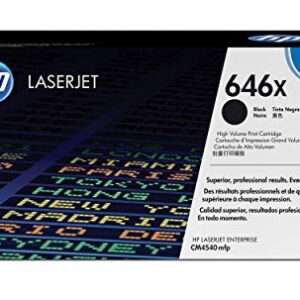 Original HP 646X Black High-yield Toner Cartridge | Works with HP Color LaserJet Enterprise CM4540 MFP Series | CE264X