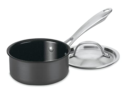 Cuisinart GG19-14 GreenGourmet Hard-Anodized Nonstick 1-Quart Saucepan with Cover, Black/Stainless