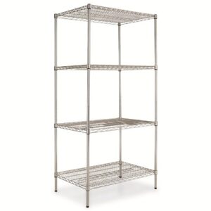 alera sw503624sr wire shelving starter kit, 4 shelves, 36w x 24d x 72h, silver