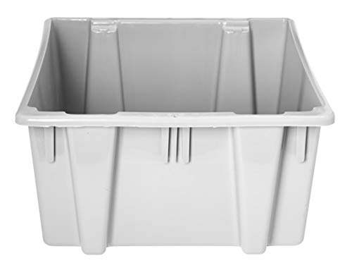 Rubbermaid Commercial Products Palletote Storage Stack and Nest Box, 2 Cu. Ft, Gray Tote/Container Bin for Garage/Laundry/Office/Restaurant/Retail Storage