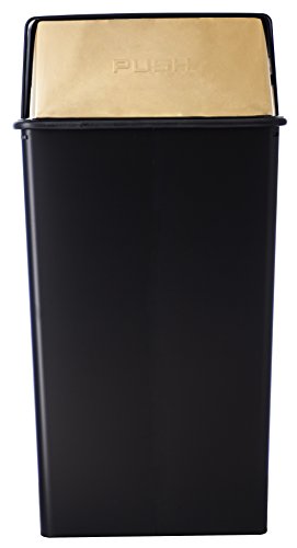 Witt Industries 36HT-11 Monarch Series Waste Watcher Receptacle, Steel, 36 gal, Black with Brass Accents