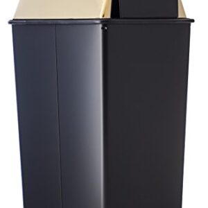 Witt Industries 36HT-11 Monarch Series Waste Watcher Receptacle, Steel, 36 gal, Black with Brass Accents