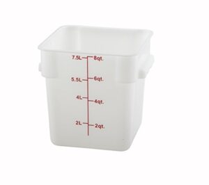 winco square storage container, 8-quart, white