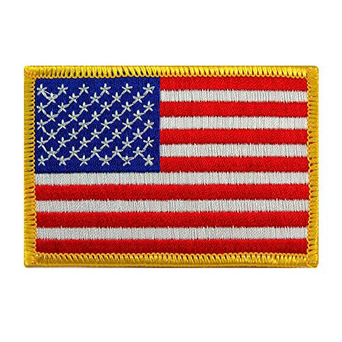 American Flag Embroidered Patch Gold Border USA United States of America Military Uniform Emblem