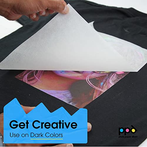 PPD Inkjet Premium Iron-On Dark T Shirt Transfers Paper LTR 8.5x11" Pack of 50 Sheets (PPD004-50)