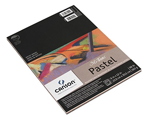 CANSON Mi-Teintes Pastel Pad, Assorted Colors 9"X12" Fold Over (100510864) , White