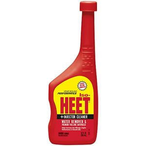 iso-heet water remover and premium fuel line antifreeze + injector cleaner – helps increase gas mileage – improves engine performance – year round performance, 12 fl. oz. (28202) , red