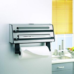 Emsa Triple Roll Dispenser Contura of Stainless Steel, Silver/Black