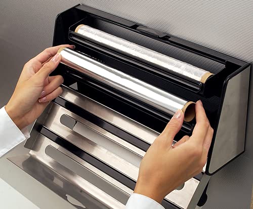 Emsa Triple Roll Dispenser Contura of Stainless Steel, Silver/Black