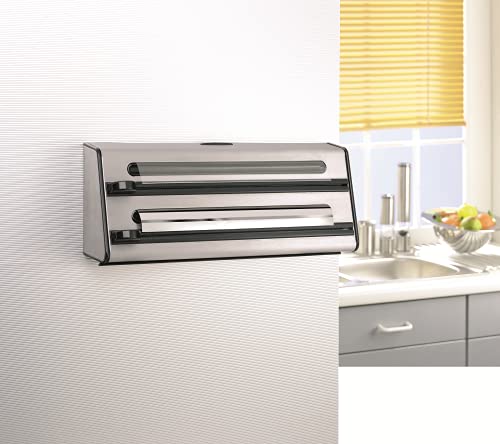 Emsa Triple Roll Dispenser Contura of Stainless Steel, Silver/Black