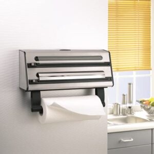 Emsa Triple Roll Dispenser Contura of Stainless Steel, Silver/Black