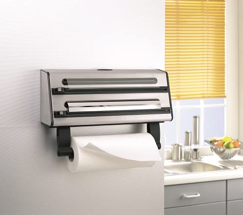 Emsa Triple Roll Dispenser Contura of Stainless Steel, Silver/Black