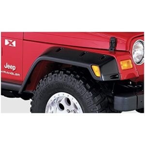 bushwacker pocket/rivet style front fender flares | 2-piece set, black, smooth finish | 10029-07 | fits 1997-2006 jeep wrangler tj