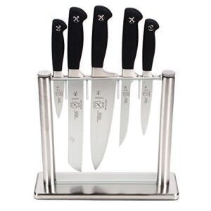 mercer culinary m20000 genesis 6-piece forged knife block set, tempered glass block