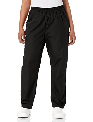 Cherokee Women's Size Workwear Elastic Waist Cargo Scrubs Pant, Black, Medium Tall