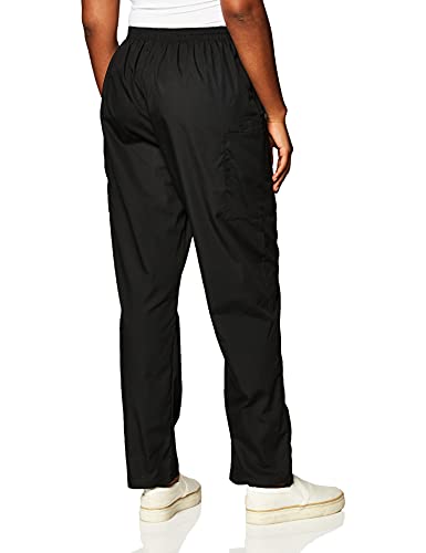 Cherokee Women's Size Workwear Elastic Waist Cargo Scrubs Pant, Black, Medium Tall