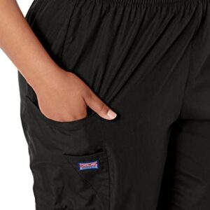 Cherokee Women's Size Workwear Elastic Waist Cargo Scrubs Pant, Black, Medium Tall