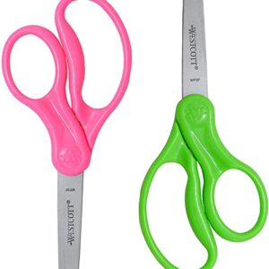 Westcott Scissors For Kids, 5" Blunt Safety Scissors, Assorted, 2 Count (Pack of 1) (13168)