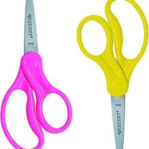 Westcott Scissors For Kids, 5" Blunt Safety Scissors, Assorted, 2 Count (Pack of 1) (13168)