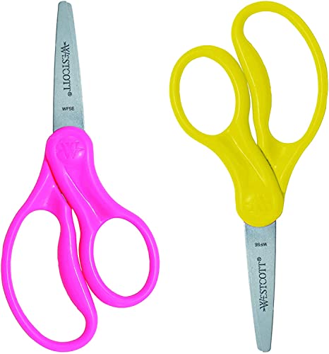 Westcott Scissors For Kids, 5" Blunt Safety Scissors, Assorted, 2 Count (Pack of 1) (13168)