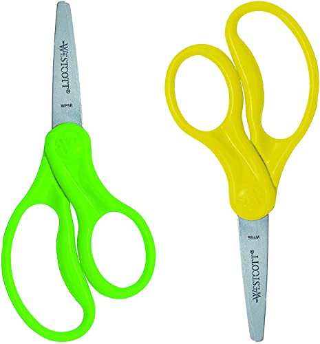 Westcott Scissors For Kids, 5" Blunt Safety Scissors, Assorted, 2 Count (Pack of 1) (13168)