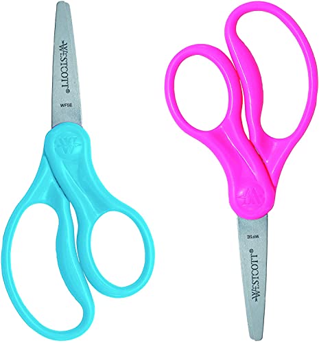 Westcott Scissors For Kids, 5" Blunt Safety Scissors, Assorted, 2 Count (Pack of 1) (13168)