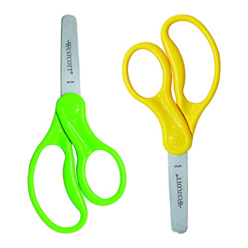 Westcott Scissors For Kids, 5" Blunt Safety Scissors, Assorted, 2 Count (Pack of 1) (13168)